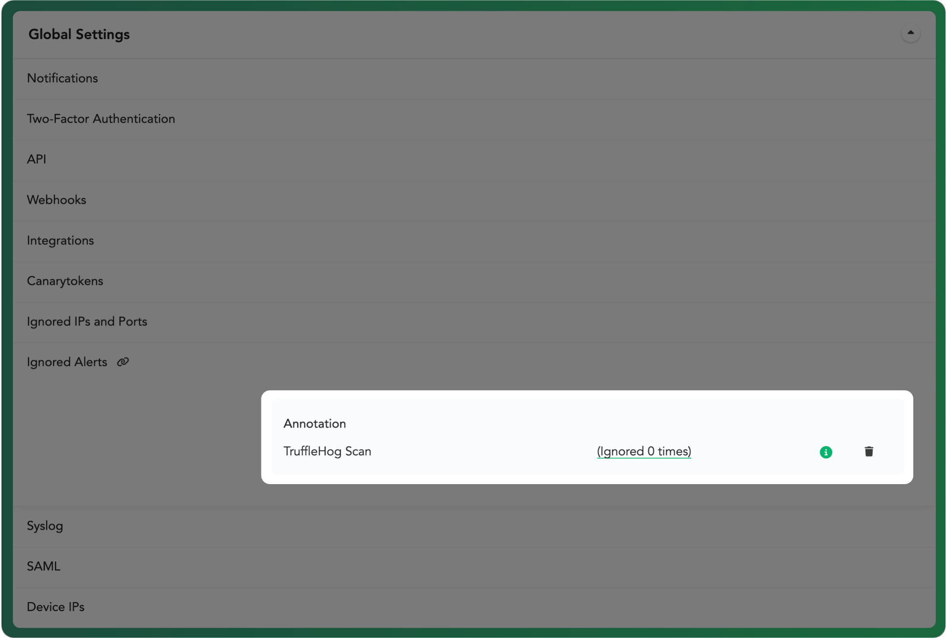 Alert Annotation Trufflehog Scan Thinkst Canary 8054