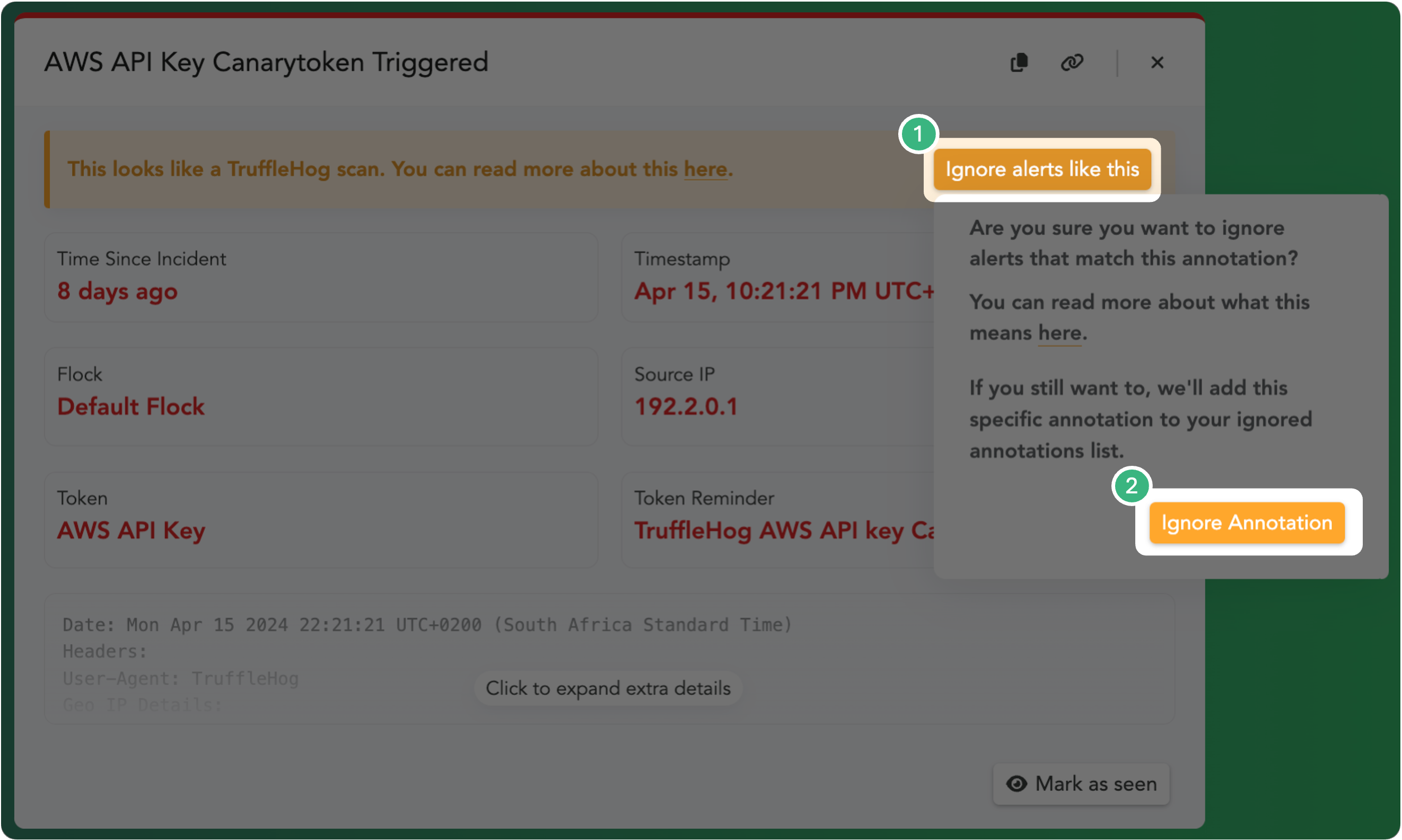 Alert Annotation Trufflehog Scan Thinkst Canary