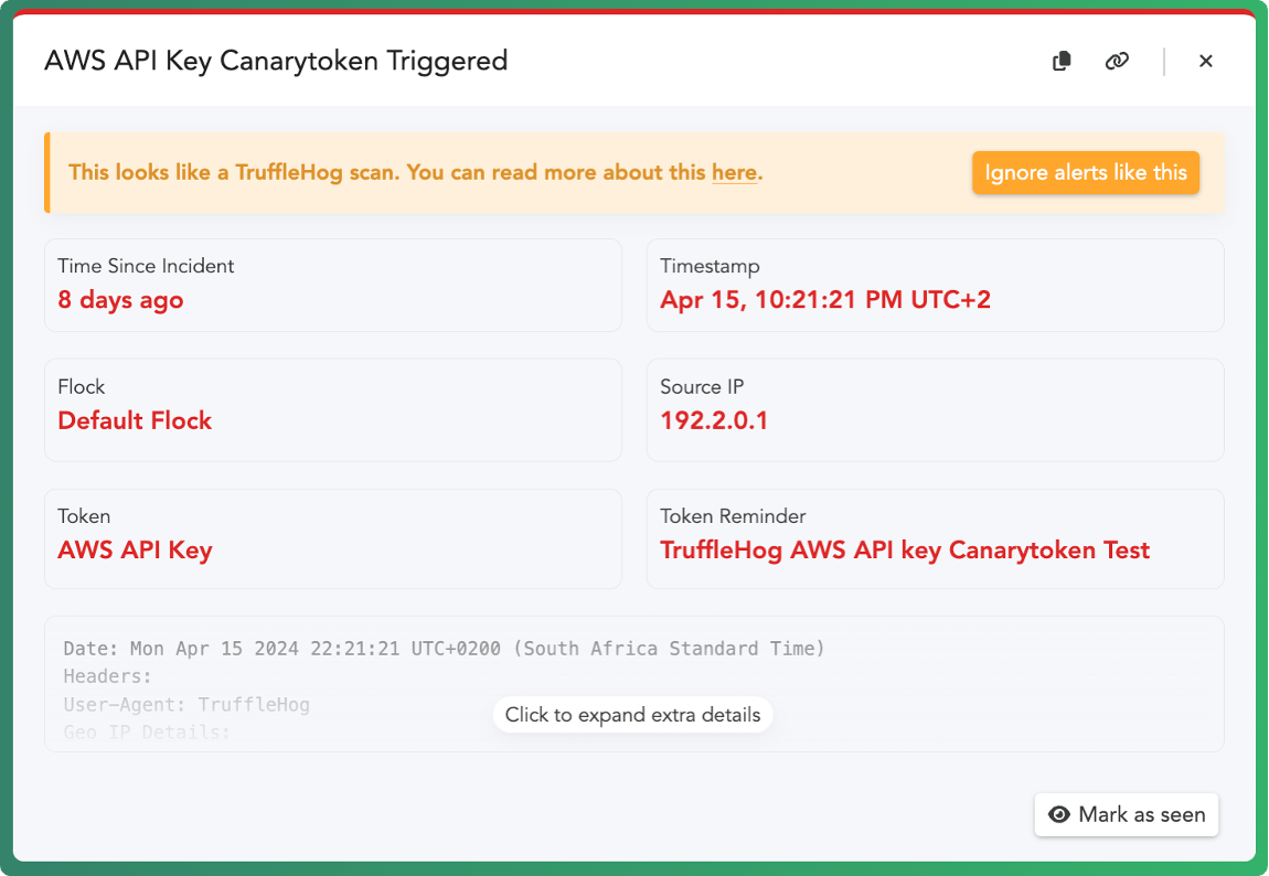 Alert Annotation: TruffleHog Scan – Thinkst Canary