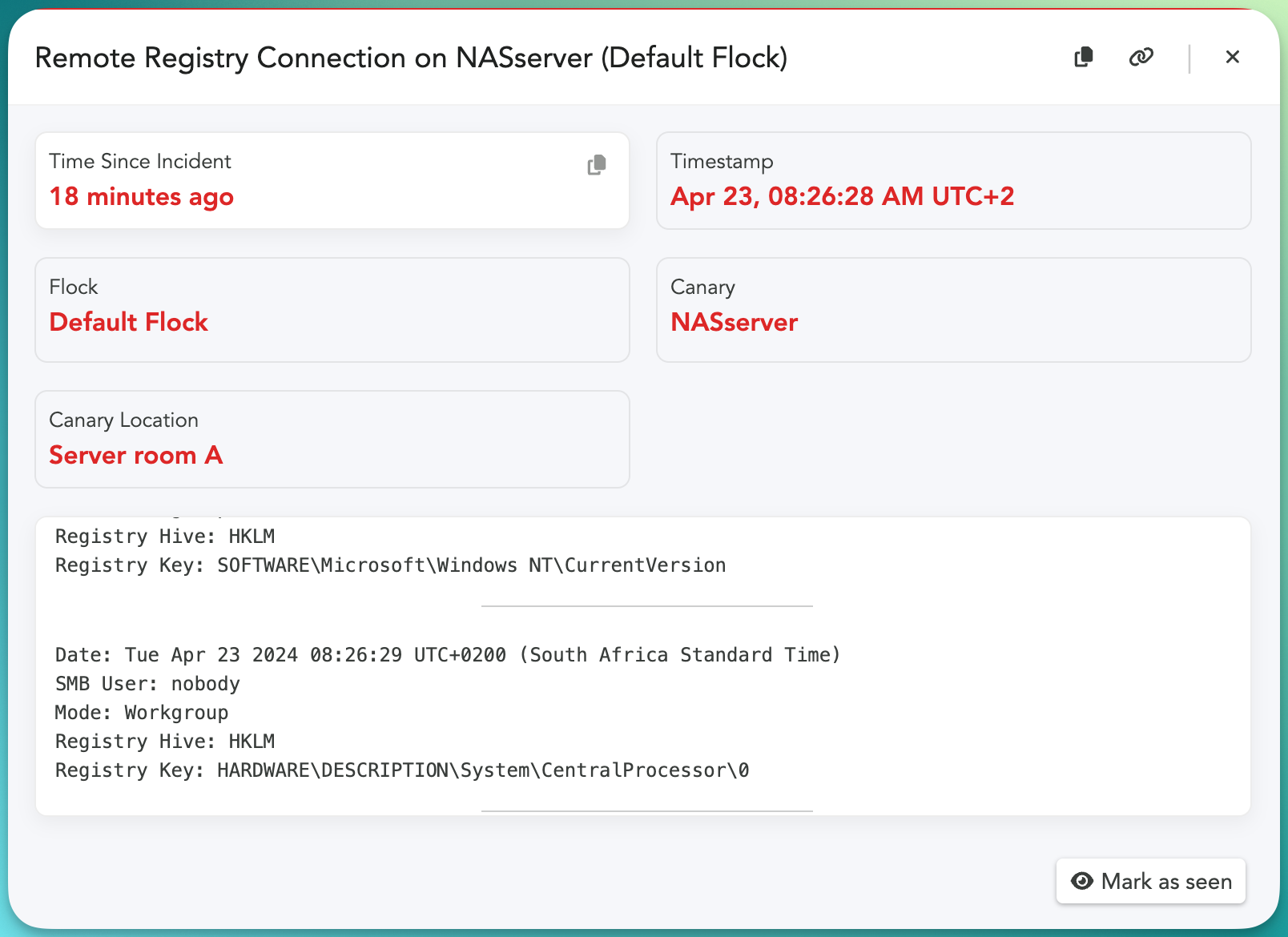 Remote Registry Connection Alert – Thinkst Canary