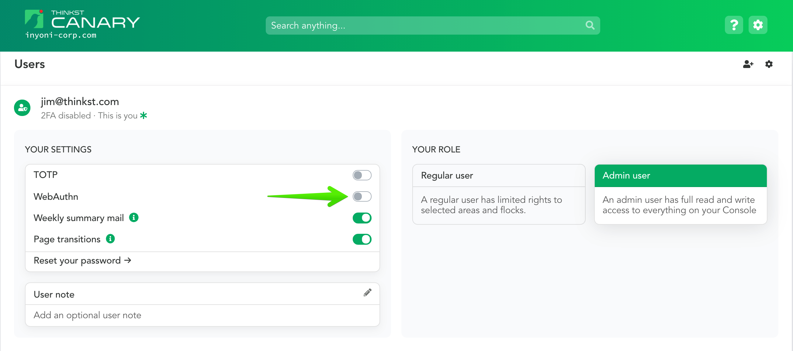How do I setup WebAuthn for my account? – Thinkst Canary