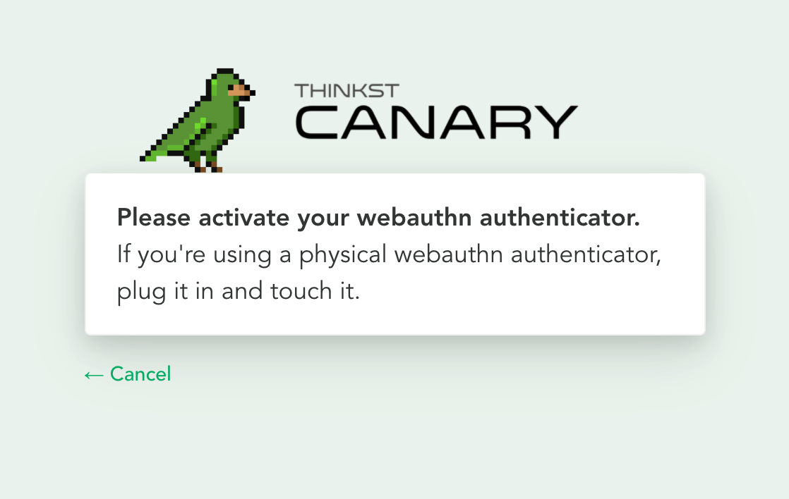 How Do I Setup Webauthn For My Account Thinkst Canary