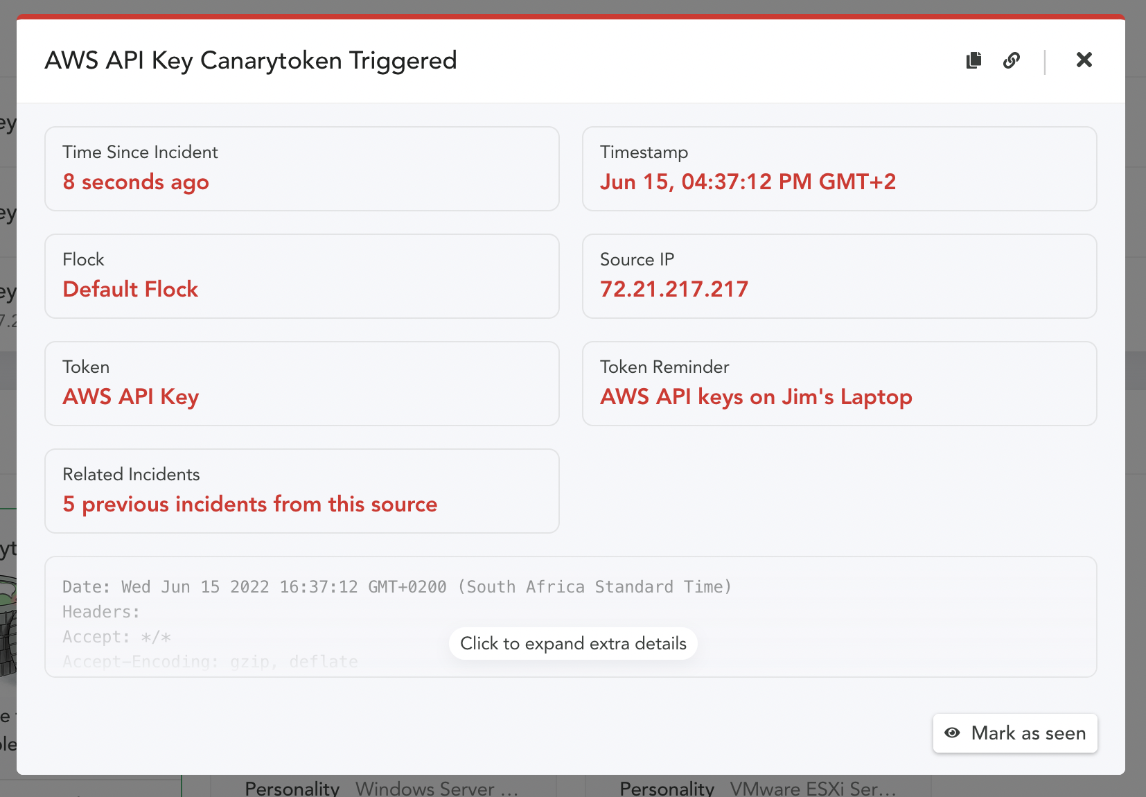 Alert Annotation: AWS API Key Canarytoken No Source IP – Thinkst Canary