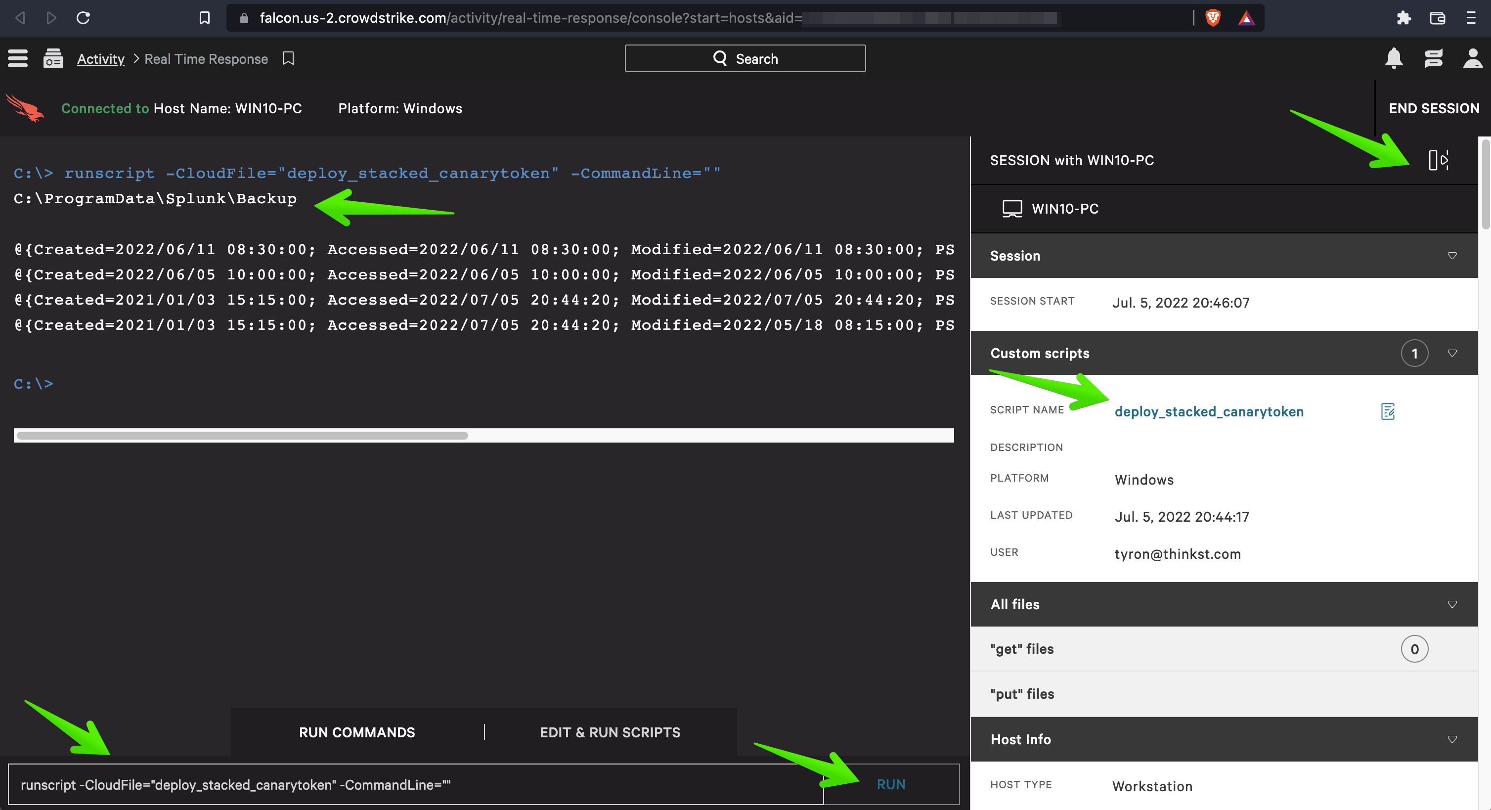 Deploying Canarytokens using Crowdstrike Falcon – Thinkst Canary